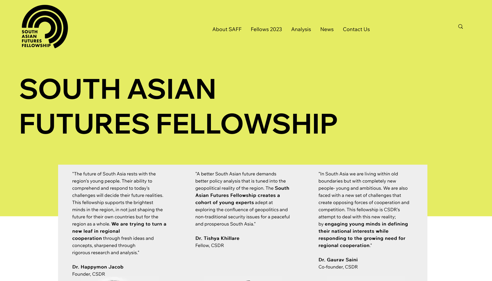 South Asian Futures Fellowship Programme - CSDR